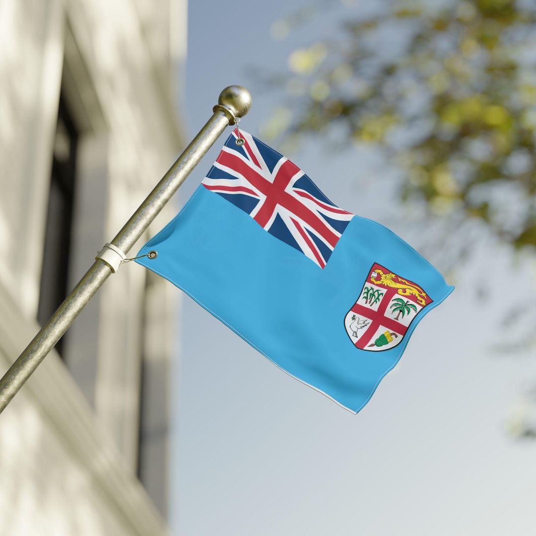 Fiji Flag Light Blue Union Jack Shield Oceania Island Nation Banner ...