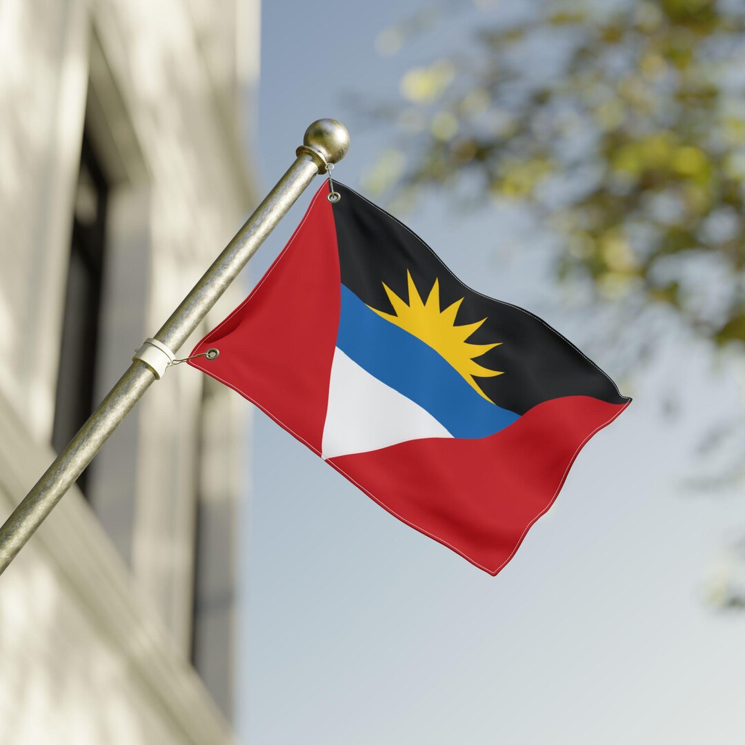 Antigua Barbuda Flag Red Triangle Sun Caribbean Banner Island Nation ...