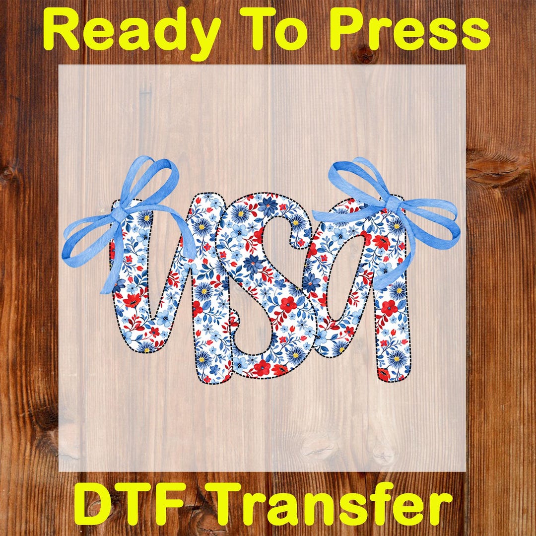 Floral USA Coquette Ready to Press DTF, Preppy America Bow Dtf Transfer, 4th of July Dtf Print ...