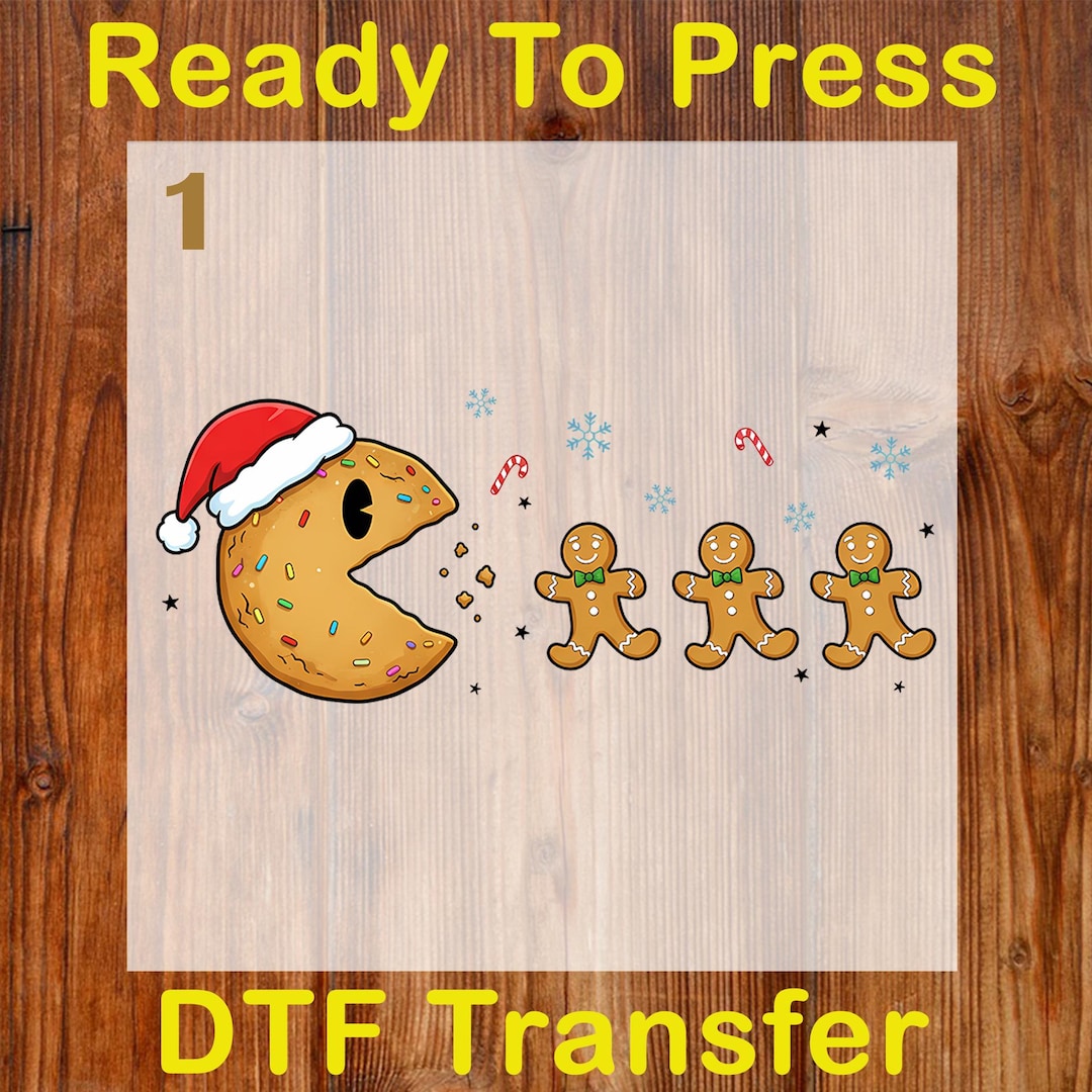 Funny Christmas Cookie Pacman Ready to Press DTF, Gingerbread Christmas ...