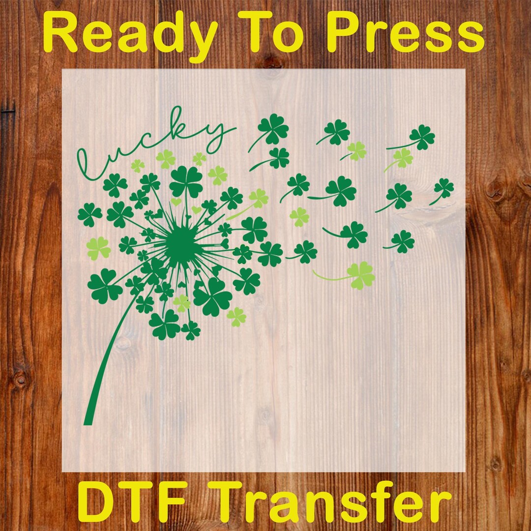 St Patricks Day Dandelion Ready to Press DTF, Dandelion Shamrock DTF ...
