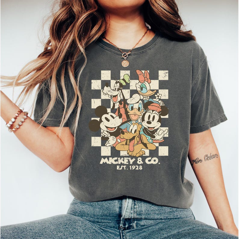 Retro Mickey & Co 1928 Ready to Press DTF, Retro Checker Disney Friends ...