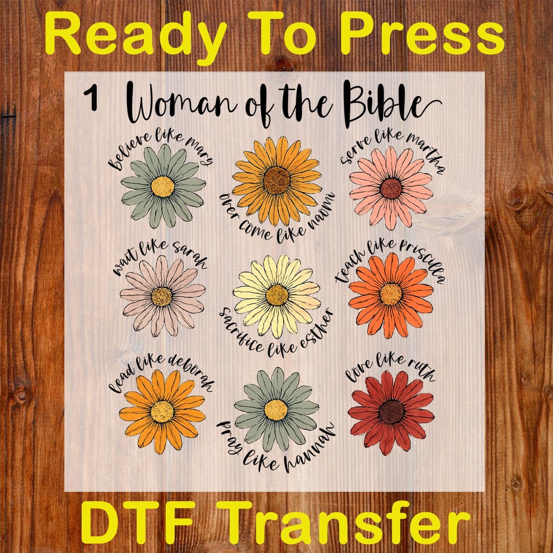 Woman of the Bible Ready to Press DTF, Retro Christian DTF Transfer ...