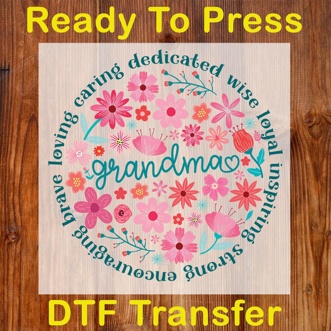 Boho Floral Grandma Ready to Press DTF, Grandma Adjectives DTF Transfer ...