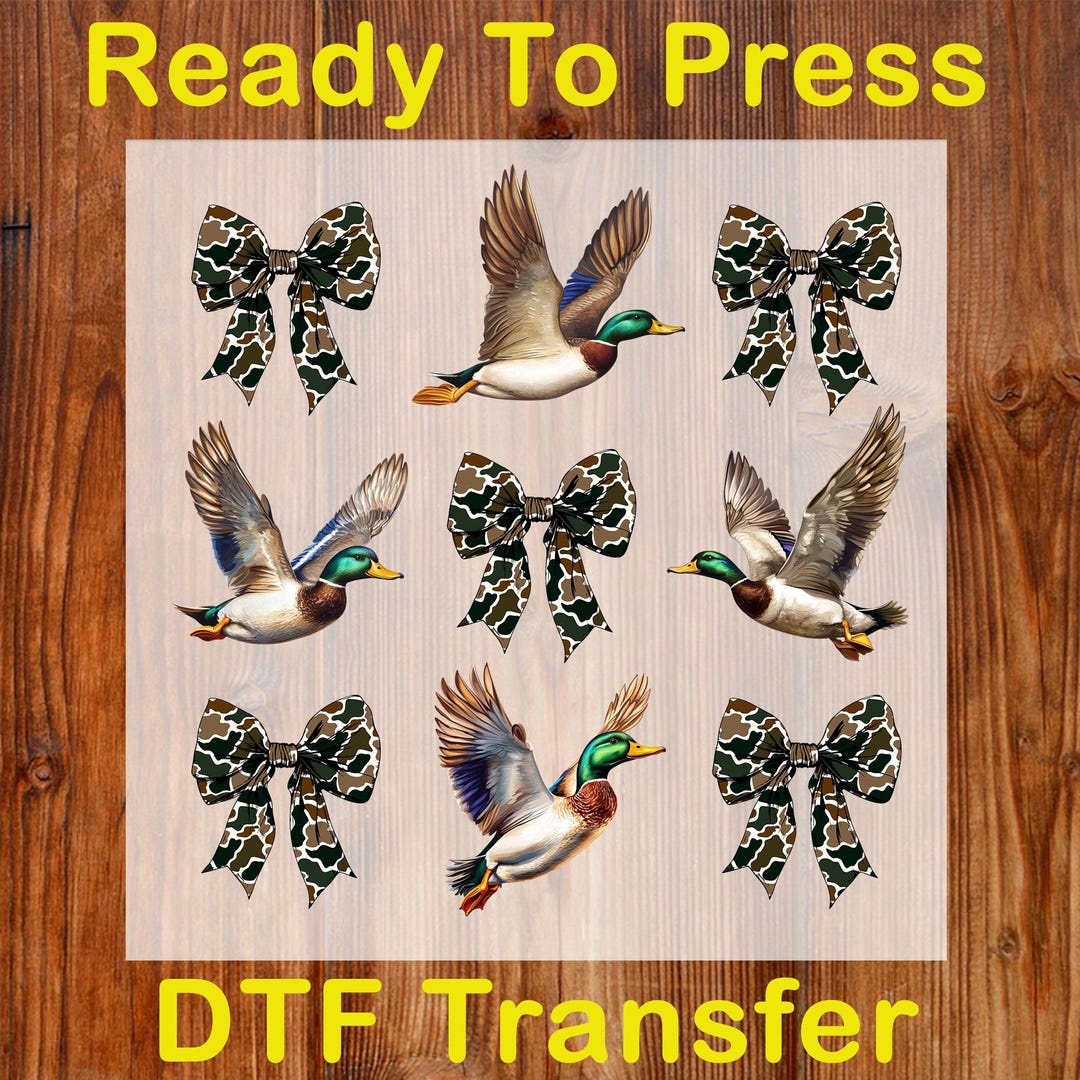 Camo Duck Hunting Bow DTF Ready to Press, Coquette Bow DTF Transfer ...