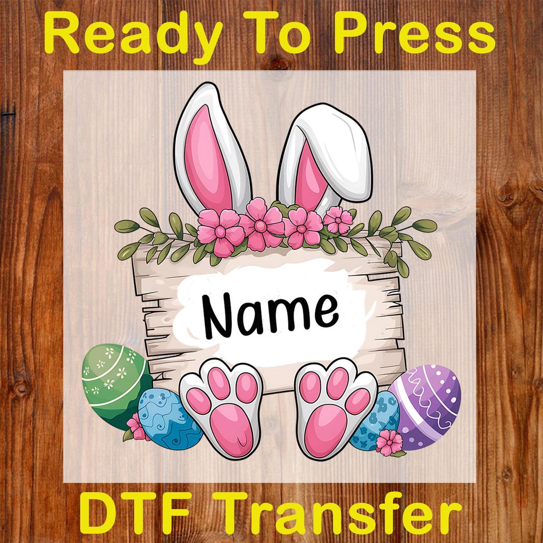Custom Easter Bunny Name Ready to Press DTF, Personalized Kid Name ...