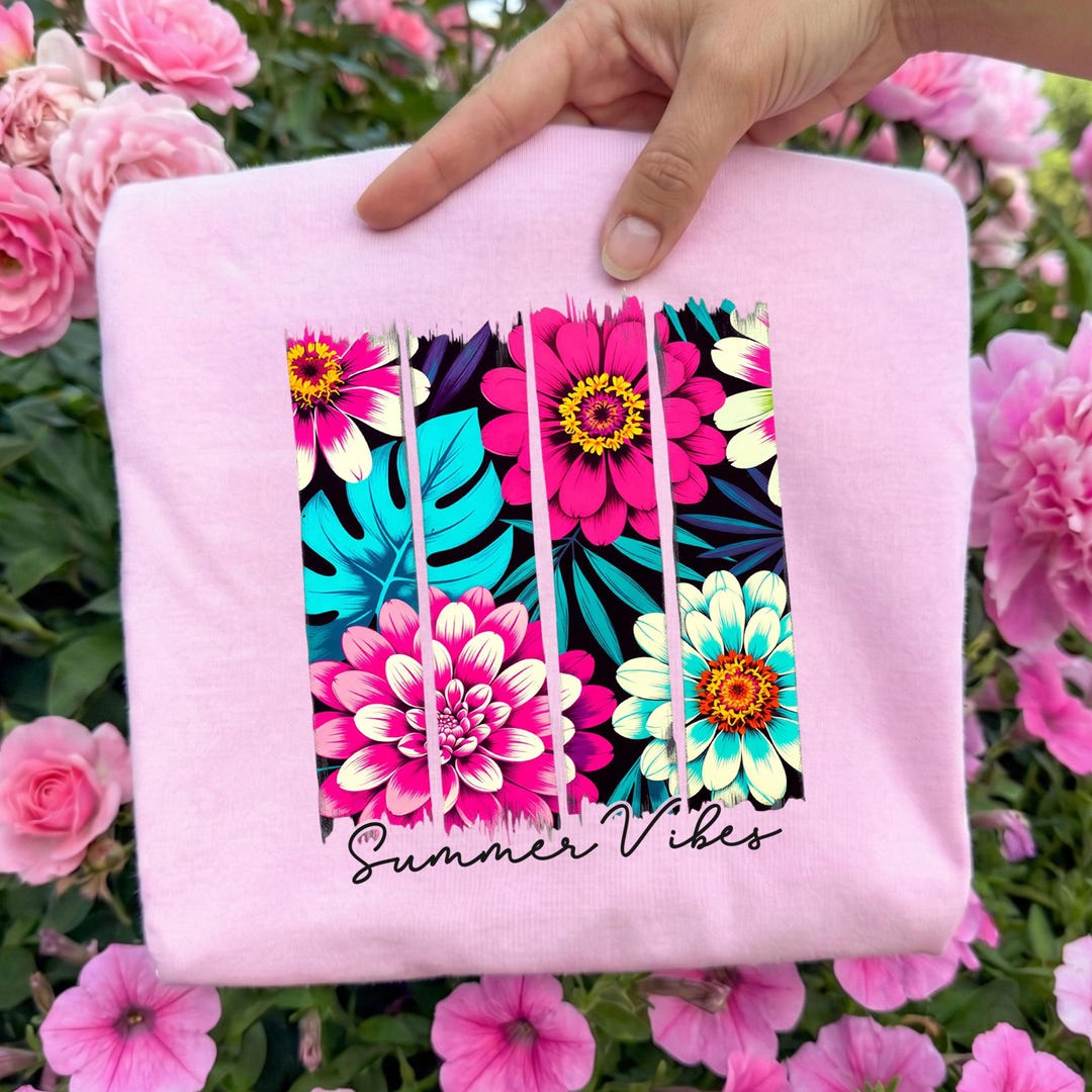 Preppy Floral Brushstroke DTF Ready to Press, Retro Summer Vibes DTF ...