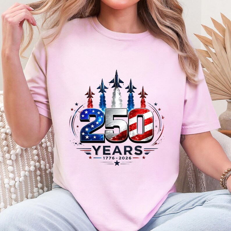 Retro USA 250 Ready to Press Dtf, 1776 to 2026 Fighter Jet Dtf Transfer ...