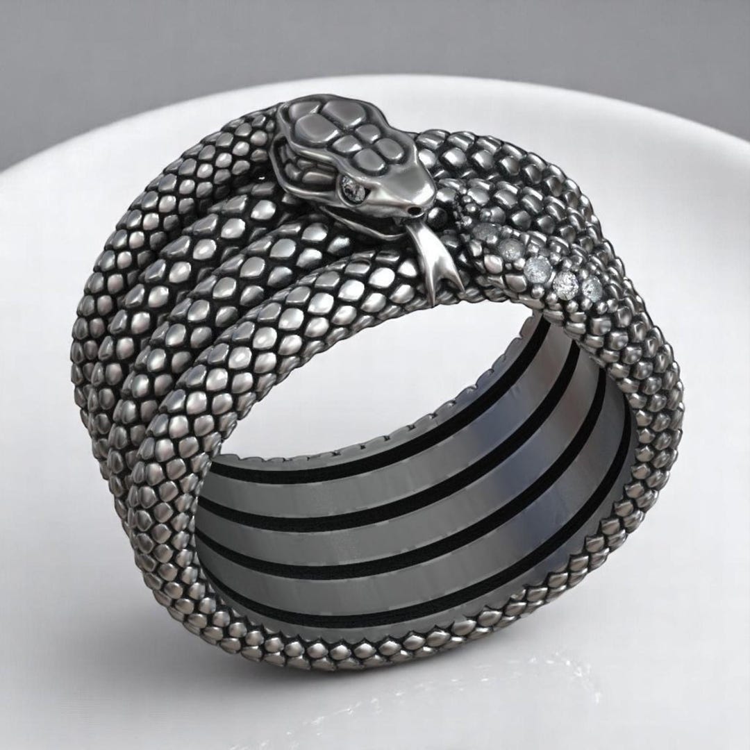 Coiled Snake Ring With Gemstone Eyes – Handmade Gothic Christian ...