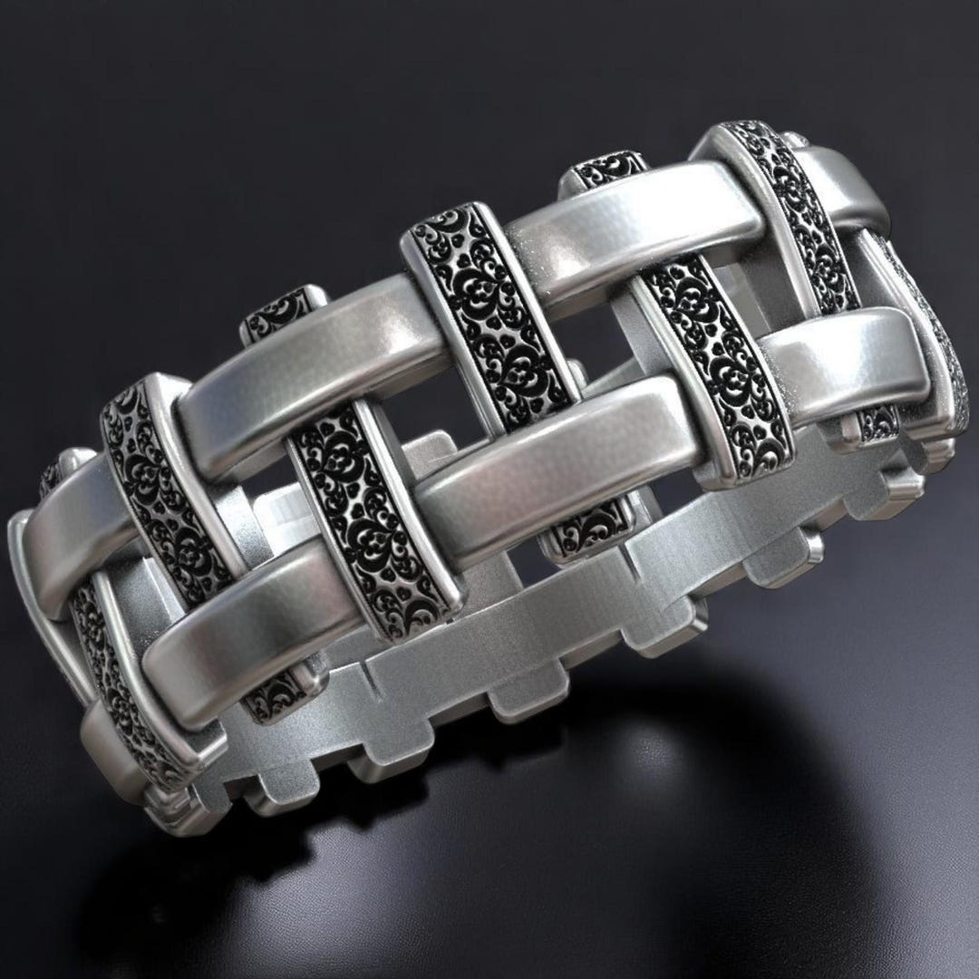 Gothic Interlock Chain Bracelet – 18K Gold Plated Heavy Metal Link ...