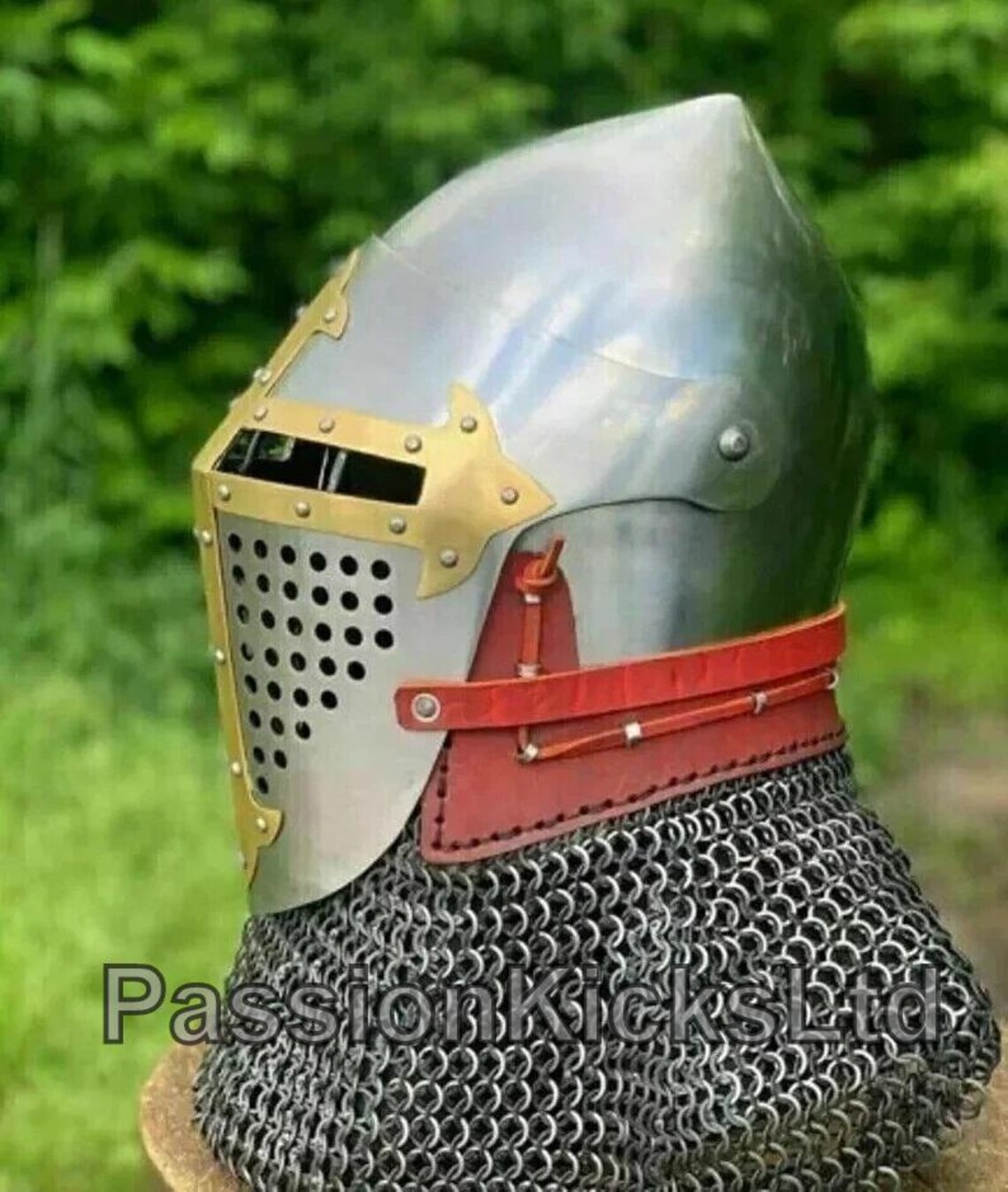 Medieval Steel Roa Bascinet Helmet | Bascinet Hounskell Helmet With Chainmail | Knight Battle ...