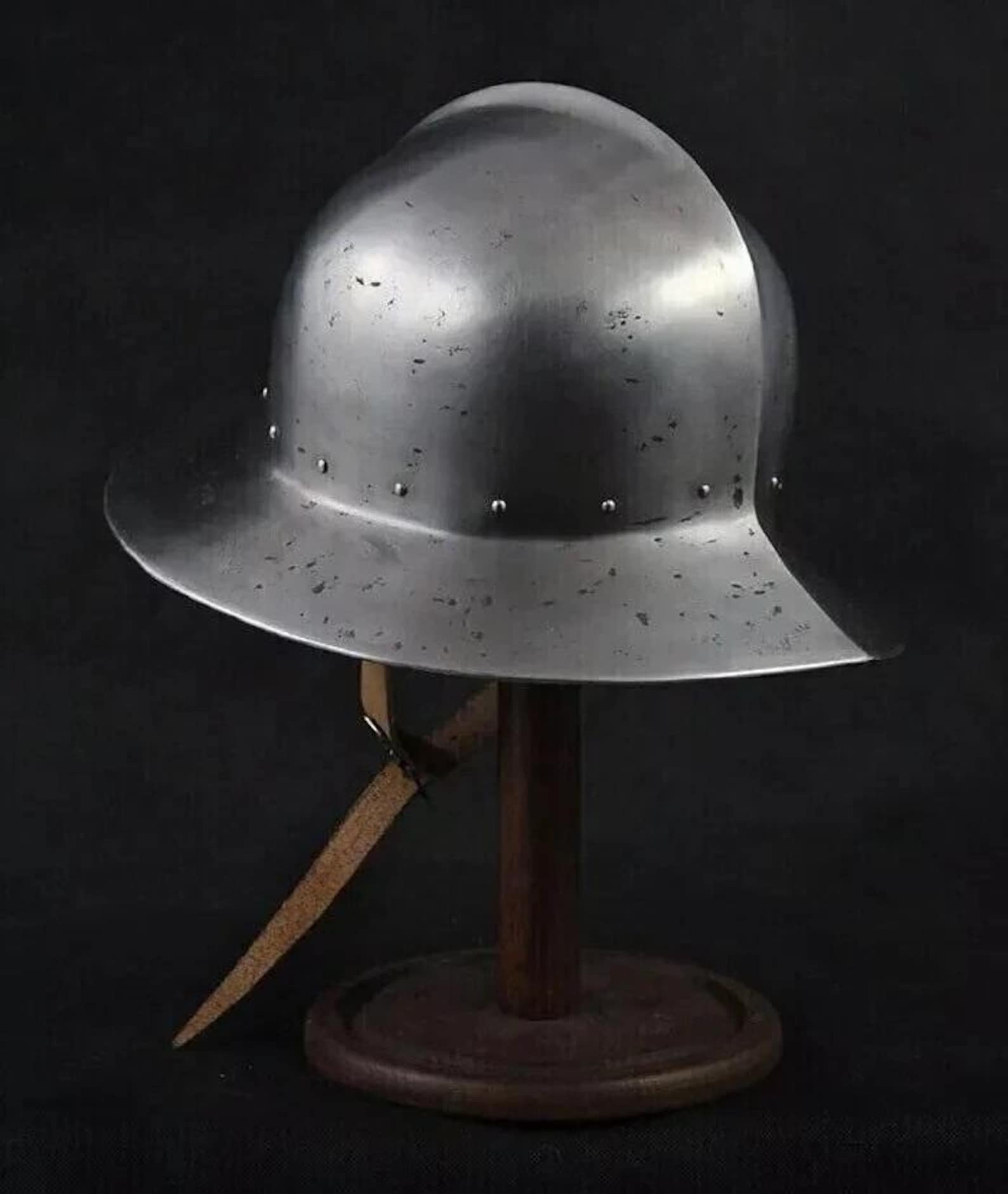 LARP Kettle Helmet | Steel Hammered Medieval Blackened Armor Helmet ...