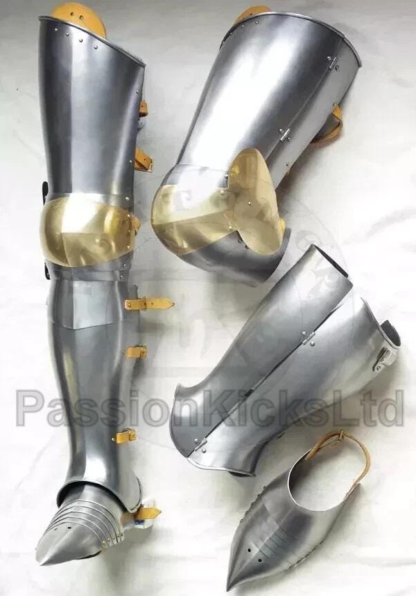 Medieval LARP German Gothic Leg Armor | Steel Upper Leg, Knee Caps ...