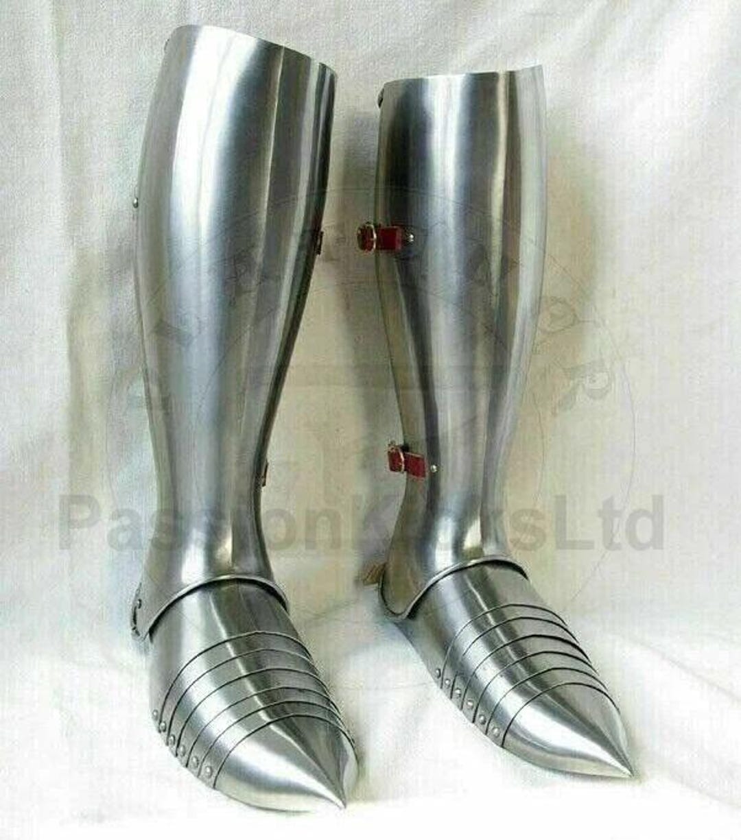 Medieval Knight Steel Greaves and Sabatons | Hand-forged Leg Armor and ...