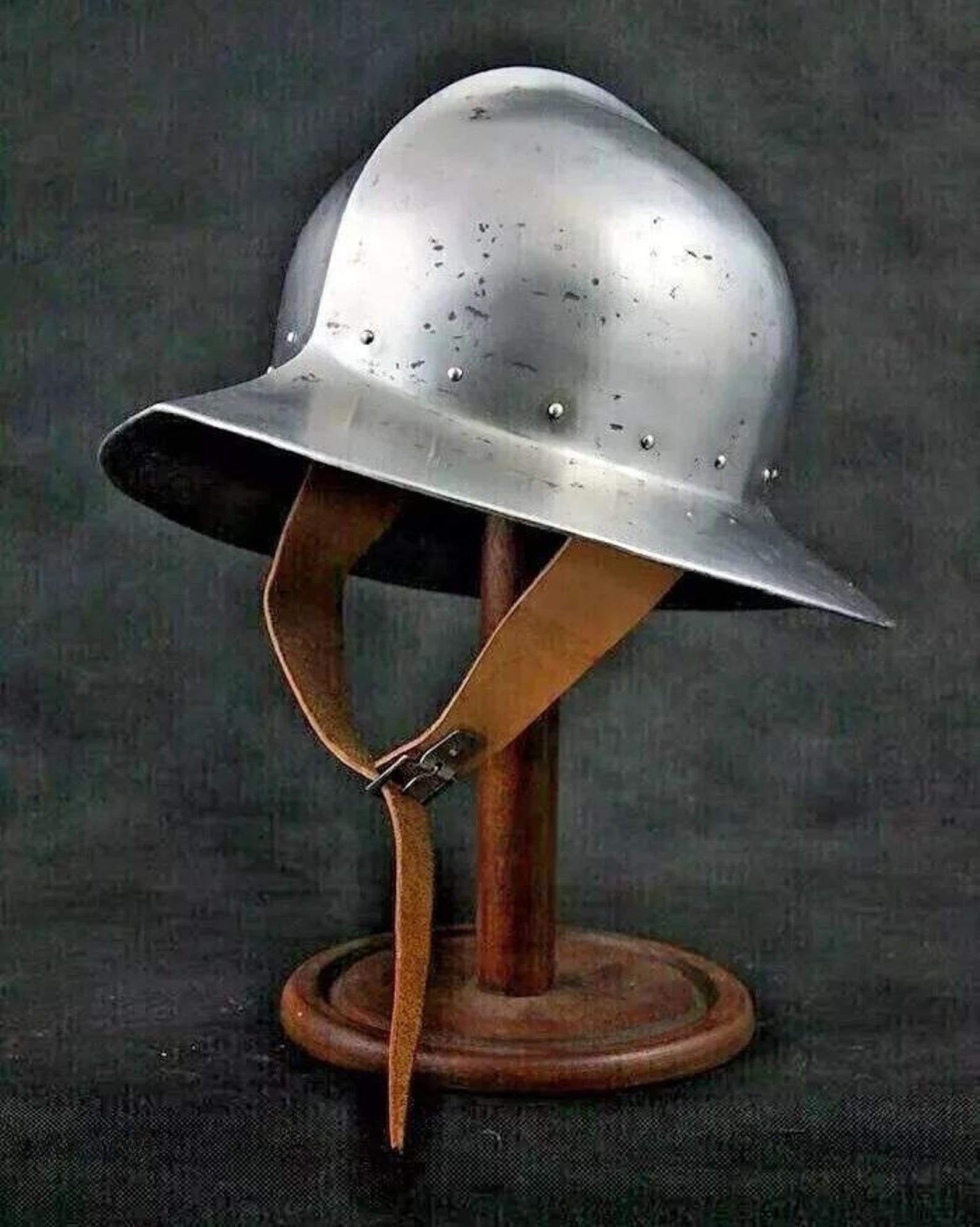 LARP Kettle Helmet | Steel Hammered Medieval Blackened Armor Helmet ...