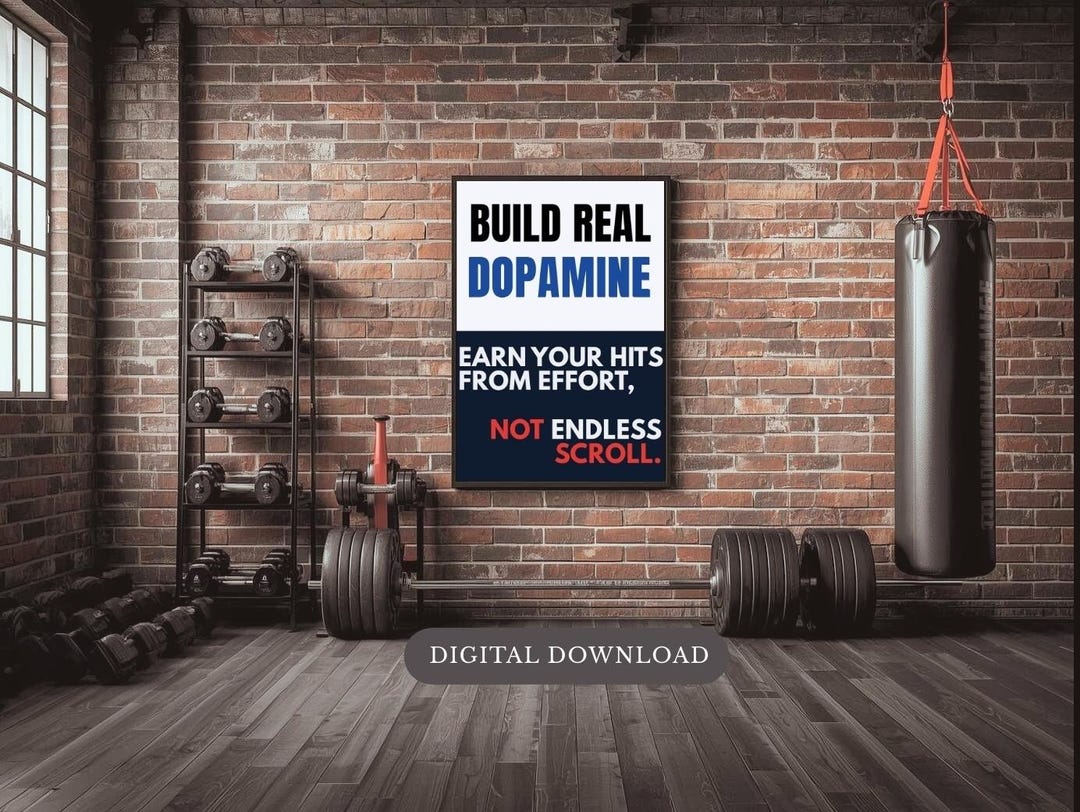 Gym Motivation Poster: Build Real Dopamine Quote, Fitness Wall Art ...