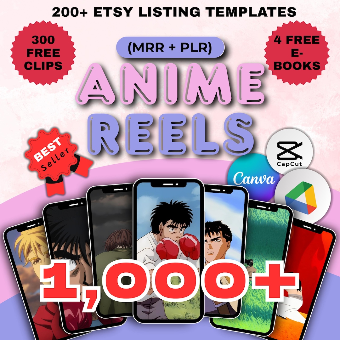 Viral Anime Reels: 1,000+ Bundle, MRR Anime Edit Pack, Faceless Shorts ...