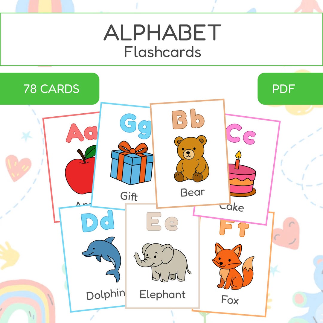 78 Alphabet Flashcards for Kids | A-Z Printable ABC Cards With Cute ...