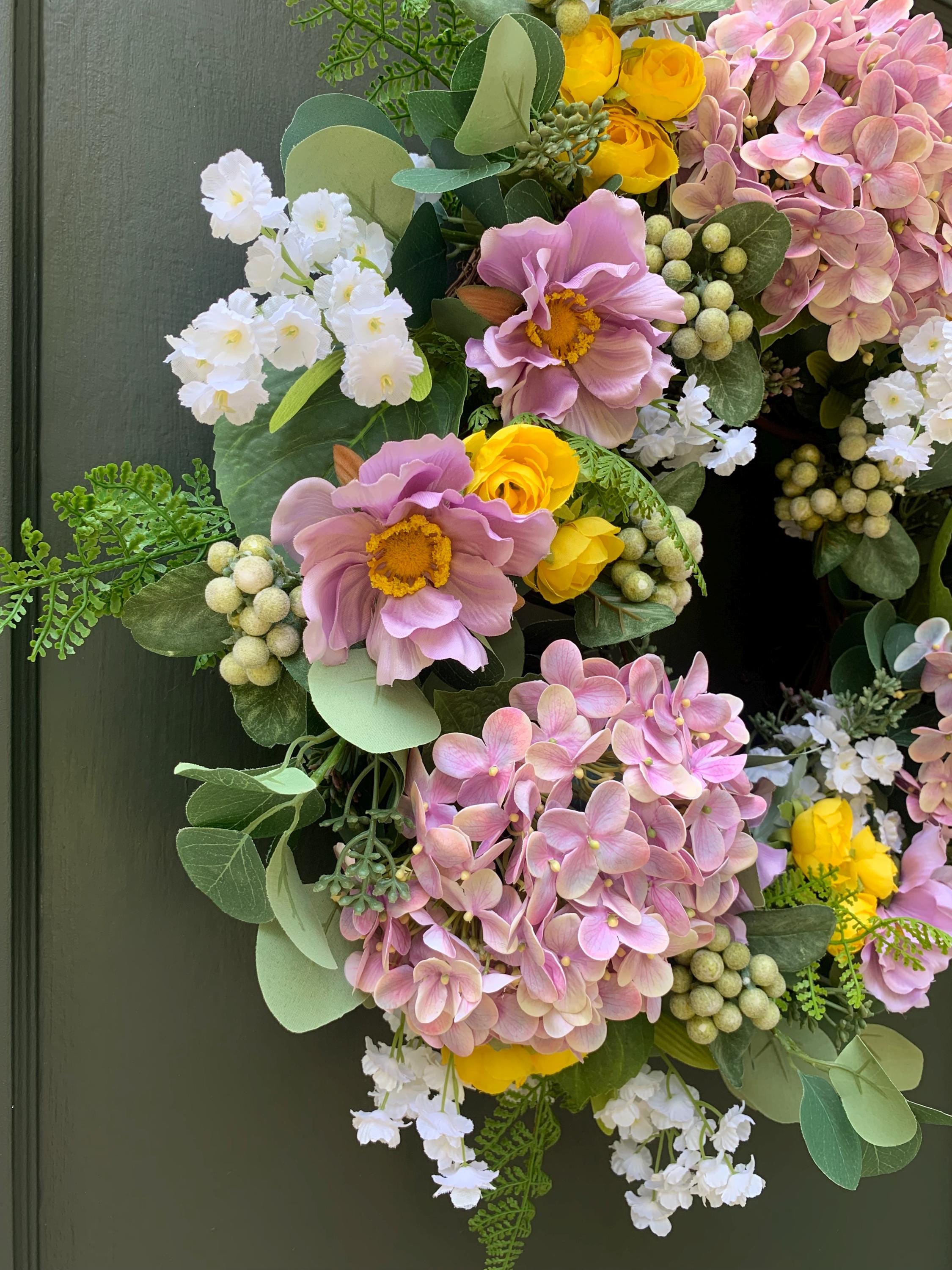 Realistic Wreath, Wreath for Front Door, Farmhouse Wreath, Housewarming ...