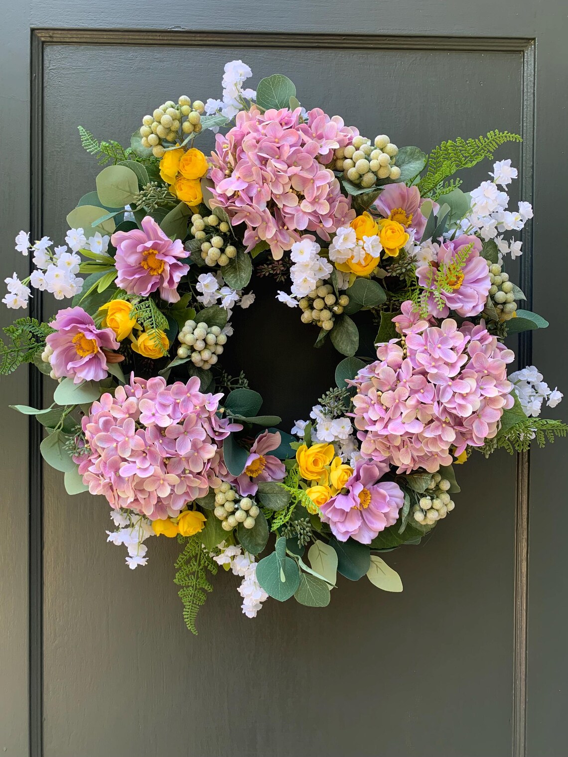 Realistic Wreath, Wreath for Front Door, Farmhouse Wreath, Housewarming ...