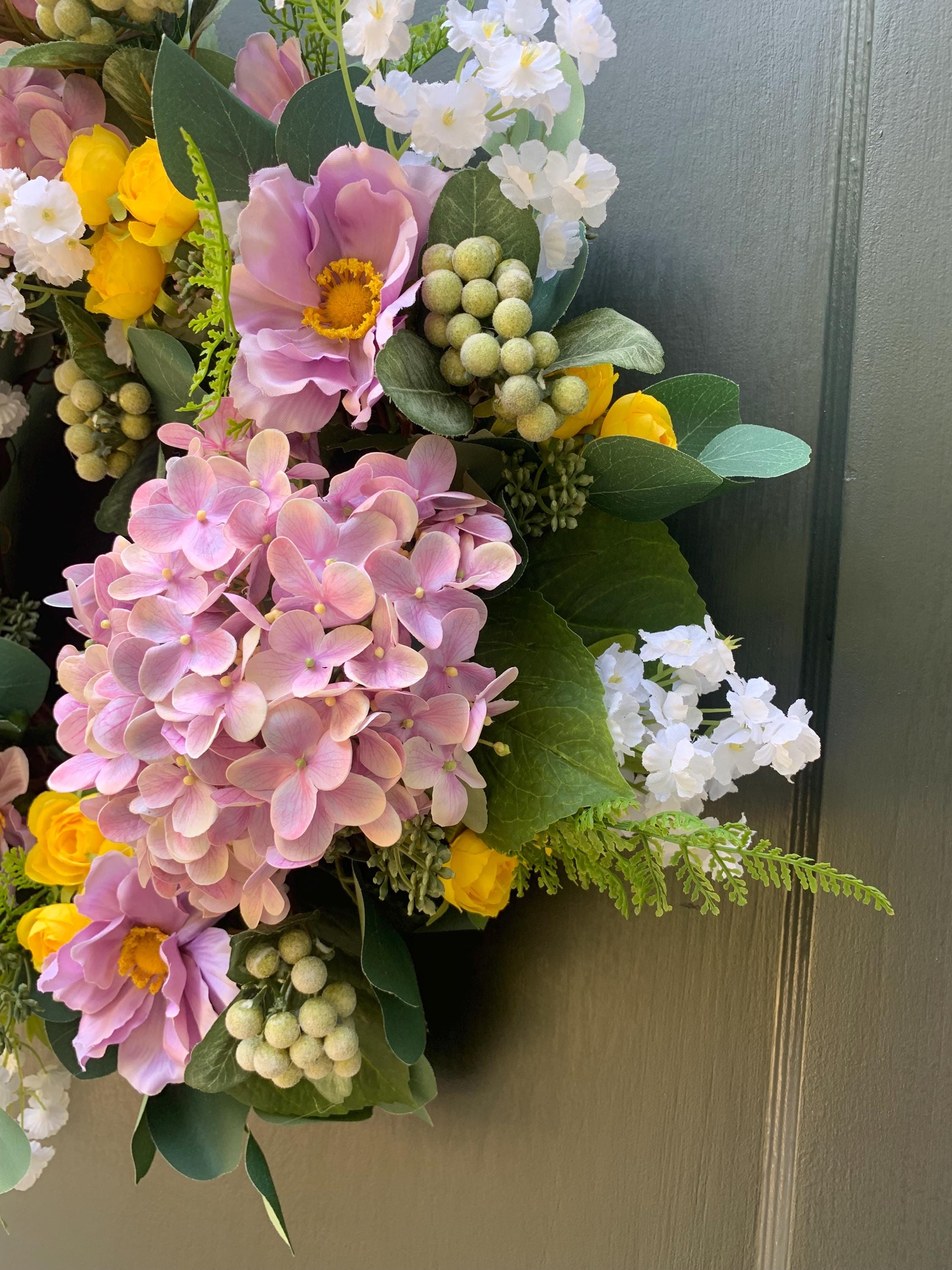 Realistic Wreath, Wreath for Front Door, Farmhouse Wreath, Housewarming ...