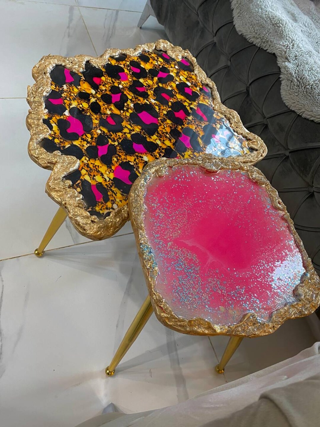 Luxury Handmade Geode Resin Tables Art Furniture Stunning Crystal-look ...