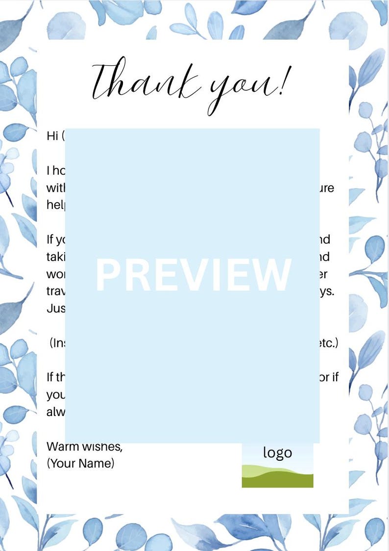 Thank You + Review Request Card Template for Travel Advisors | Editable ...