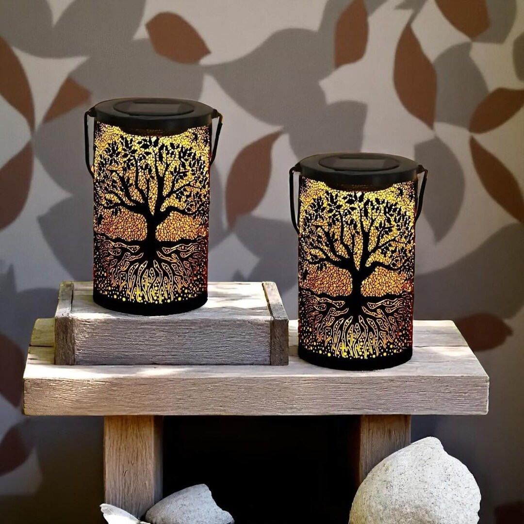 Tree of Life Solar Lantern | Hanging Garden Light | Solar Patio Decor ...