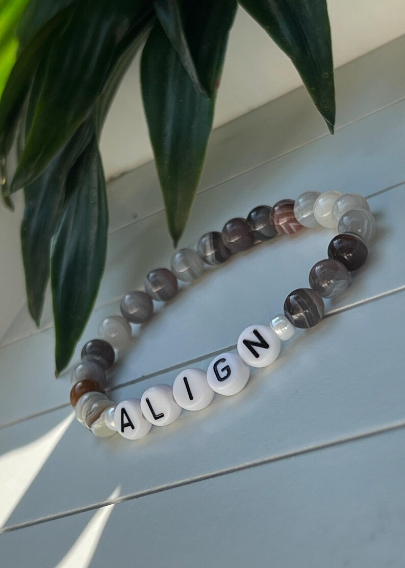 Personalised Botswana Agate Word ~ Name Bracelet – Boho Gemstone ...