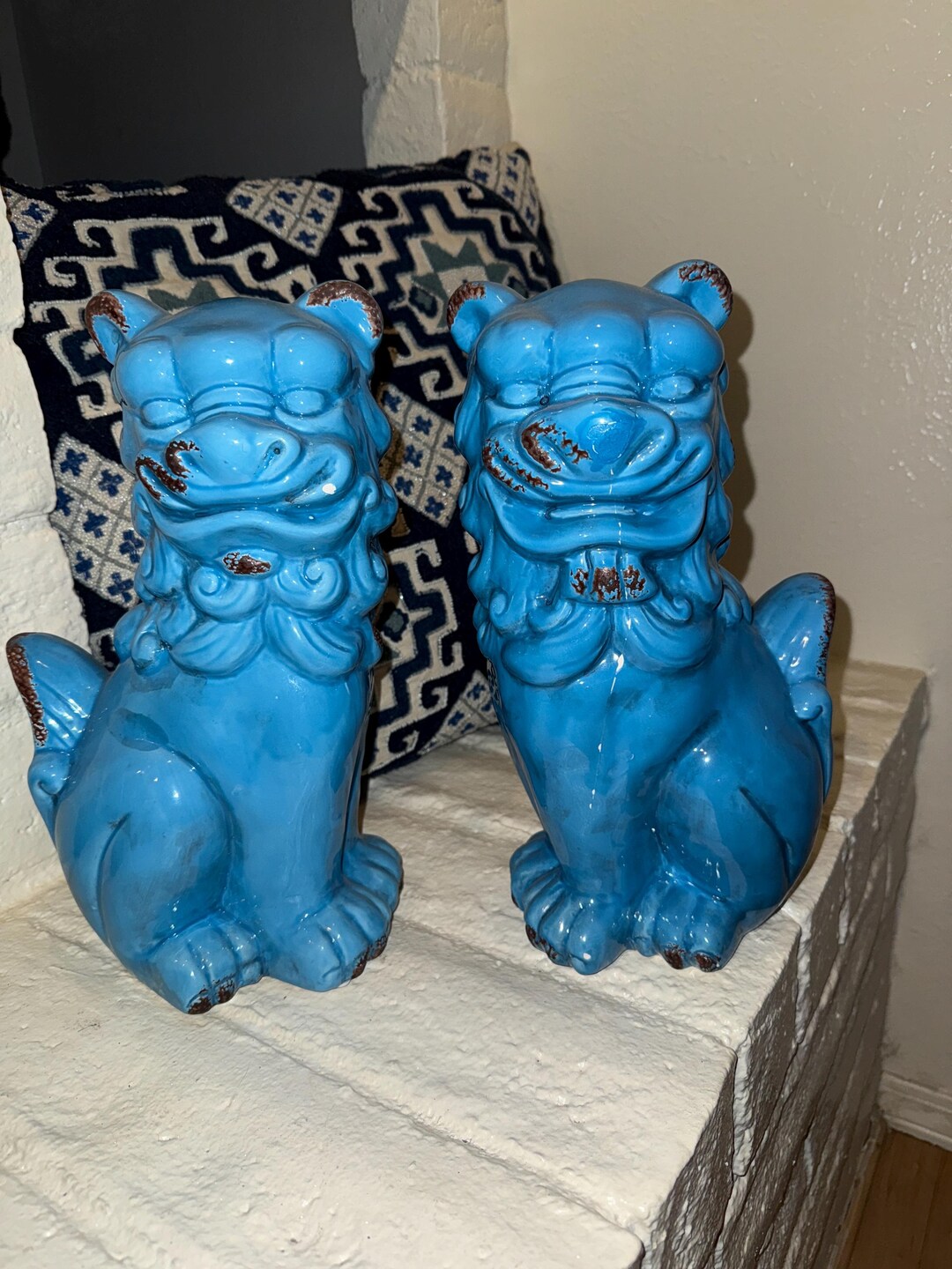 Elegant Pair of Porcelain Foo Dogs – Set of 2 Guardian Statues - Etsy