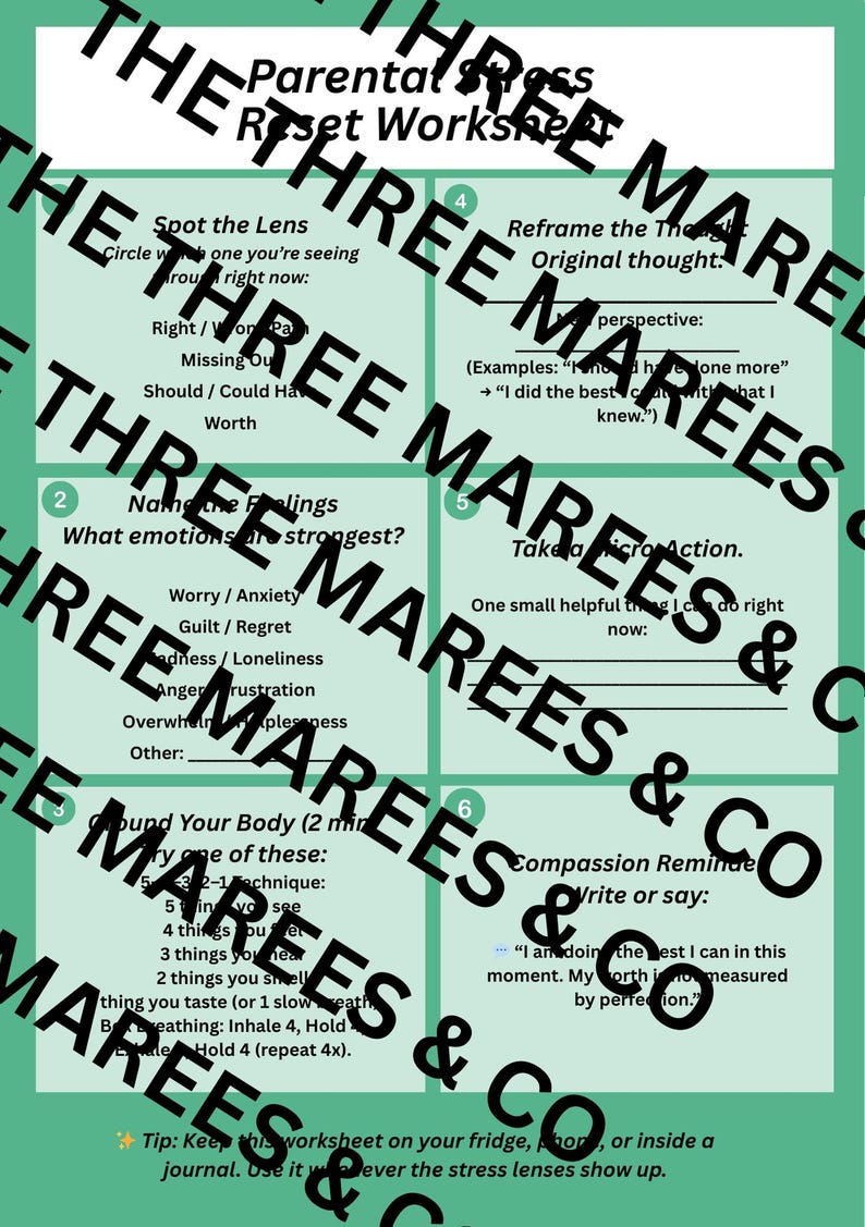 Parenting Stress Reset Worksheet the 4 Lenses – Printable Mindful ...