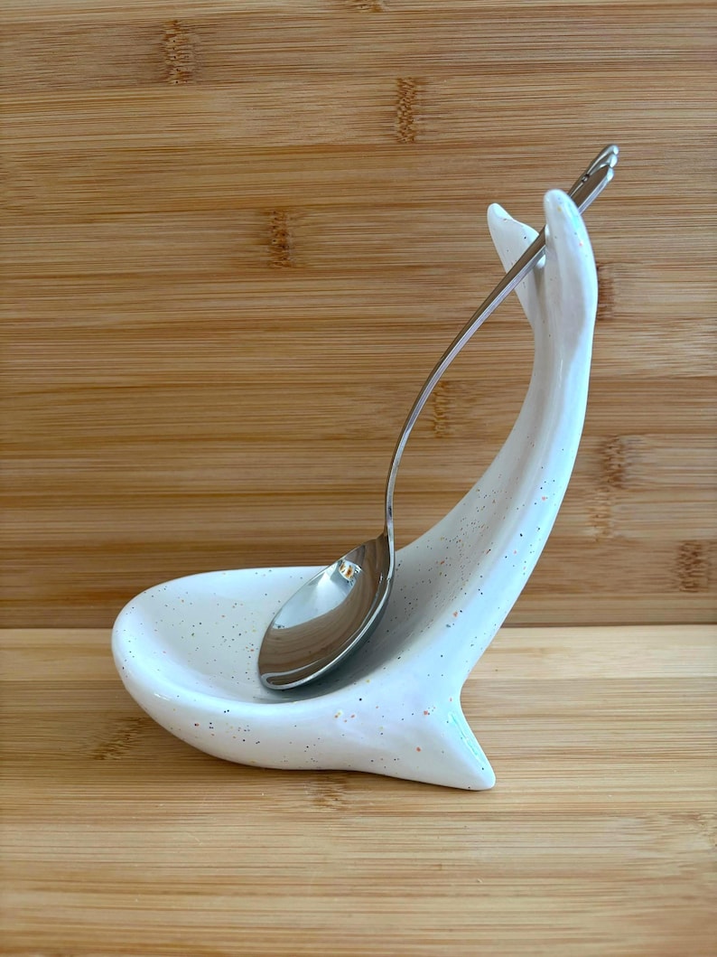 Whale Large Spoon Rest - Coastal Beach House Standing Ceramic Serving ...