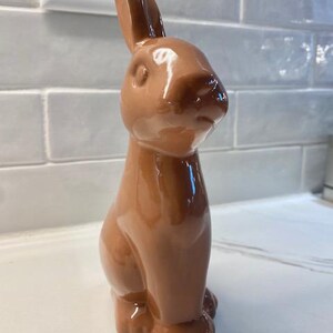 Ceramic Chocolate Easter Bunny Brown Rabbit Figurine Spring Home Decor ...