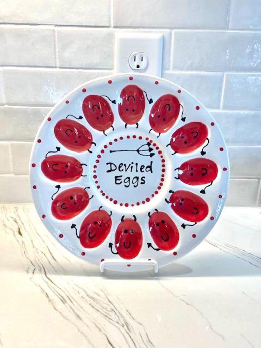 Deviled Egg Plate - Little Devils Ceramic Egg Platter - Serving Tray - Etsy