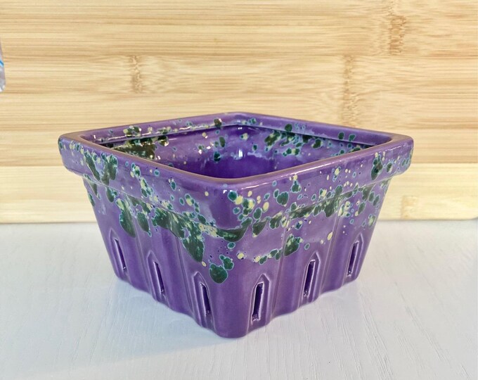 Berry Basket Pottery Ceramic Fruit Container Purple Kitchen Storage ...