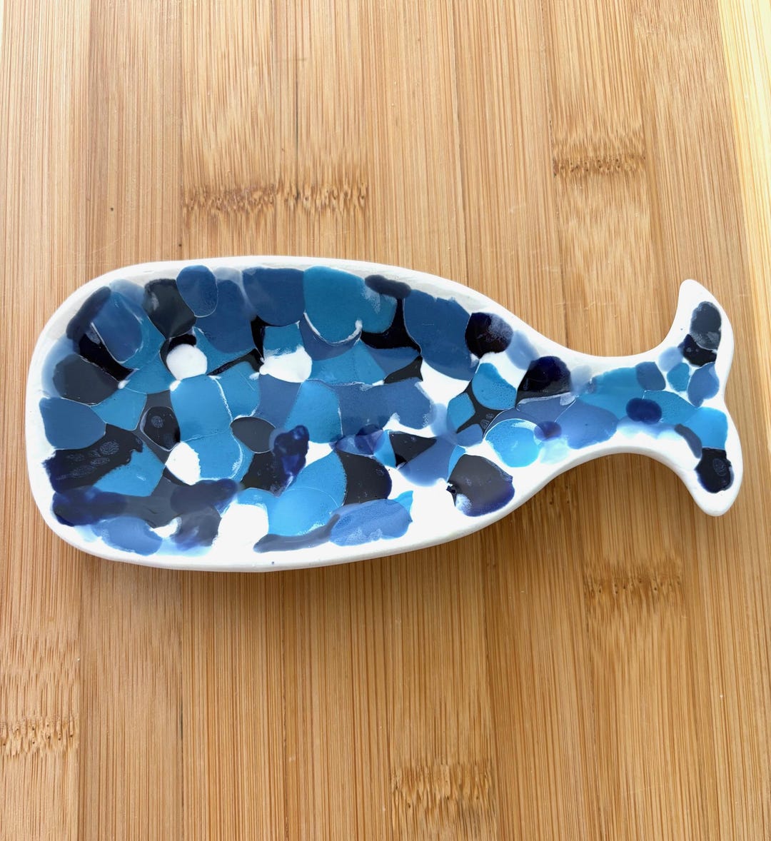 Whale Shaped Small Spoon Rest Blue Coastal Beach House Gift Counter ...