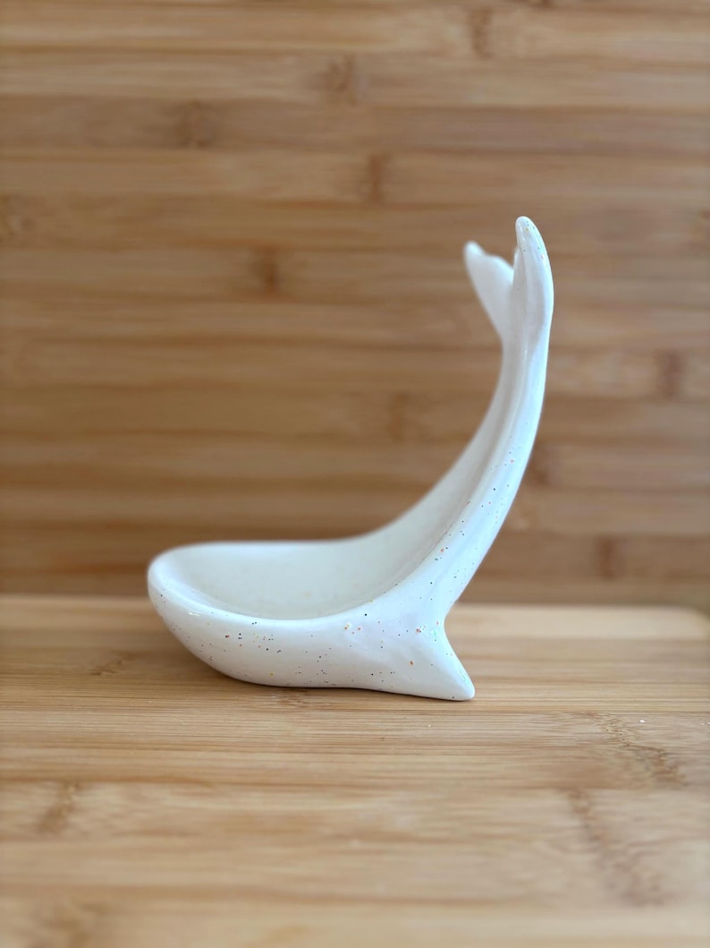 Whale Large Spoon Rest - Coastal Beach House Standing Ceramic Serving ...