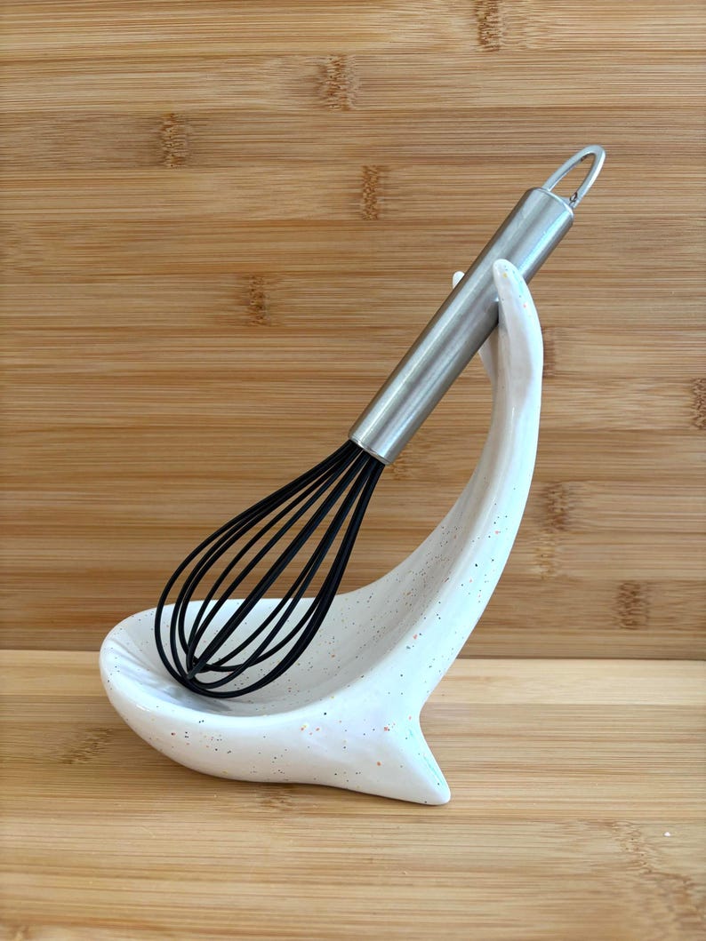 Whale Large Spoon Rest - Coastal Beach House Standing Ceramic Serving ...