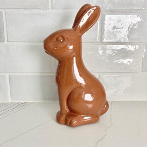 Ceramic Chocolate Easter Bunny Brown Rabbit Figurine Spring Home Decor ...