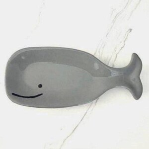 Whale Spoon Rest Gray Coastal Beach House Gift Ceramic Nautical Kitchen ...