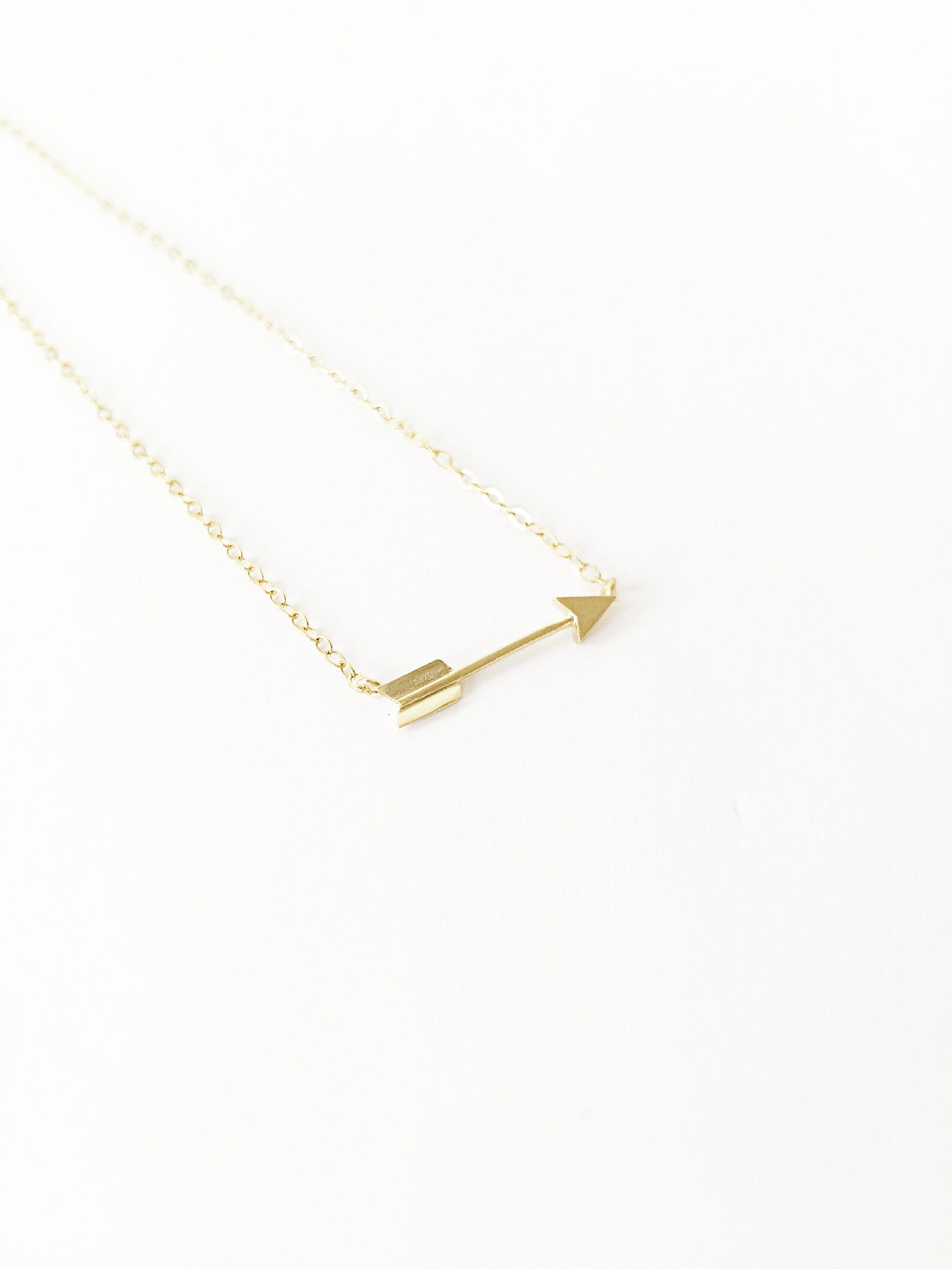 Arrow Necklace, 14kt Gold Arrow Necklace, Layering Necklace, Charm ...