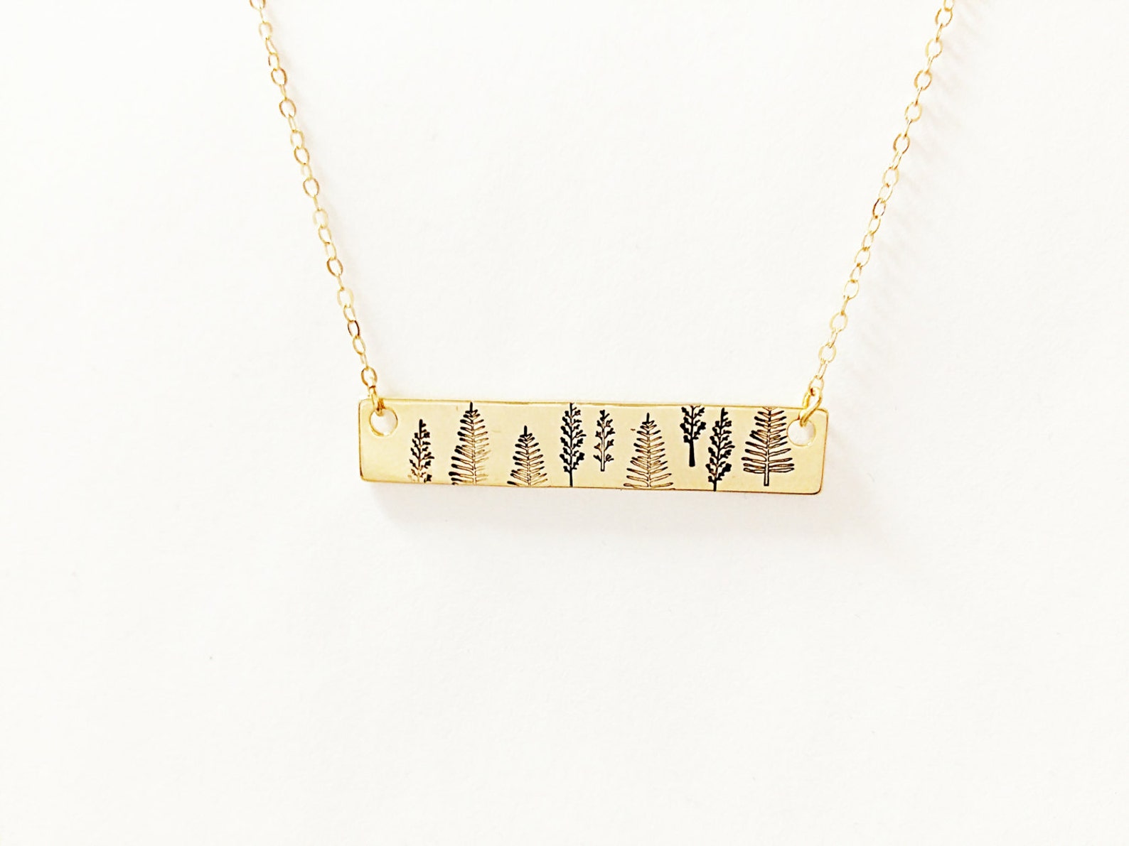 Forest Necklace 14kt Gold Necklace Nature Lover Necklace - Etsy Canada