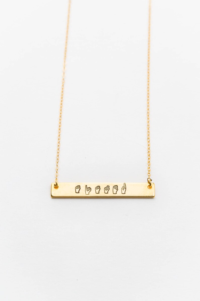 Personalized Name Necklace in Sign Language Bar Necklace // | Etsy
