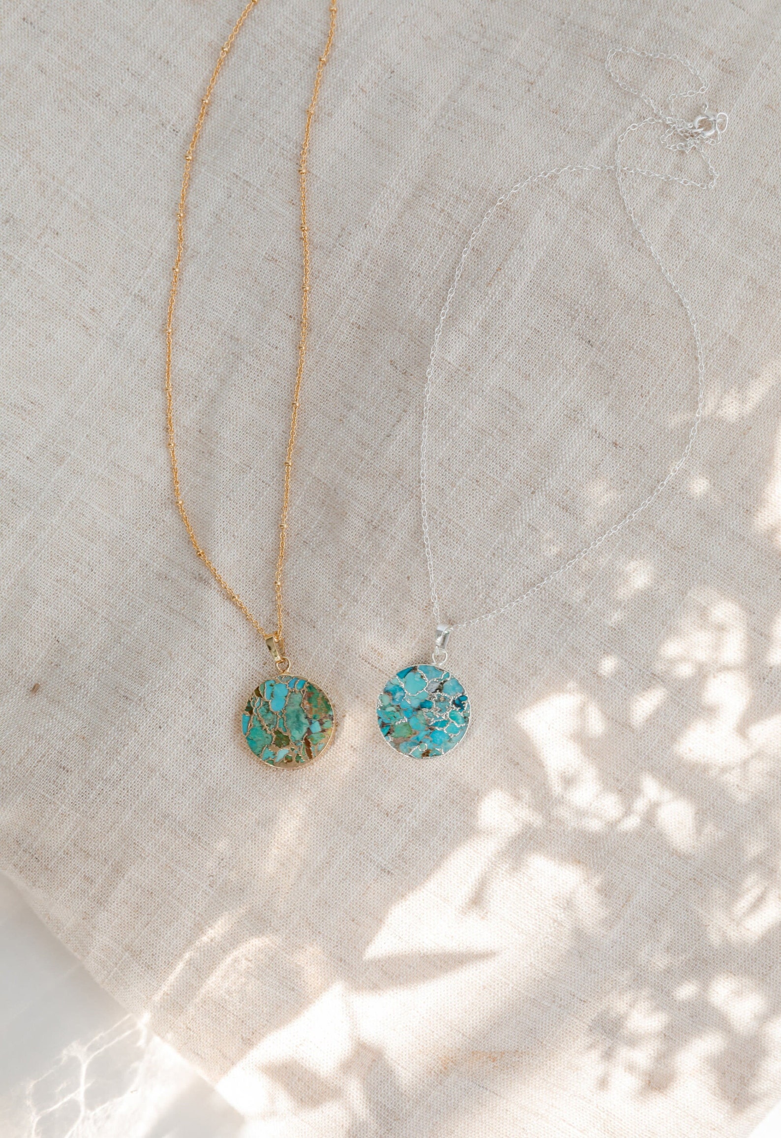 Turquoise Disk Necklace Gemstone Necklace Turquoise - Etsy