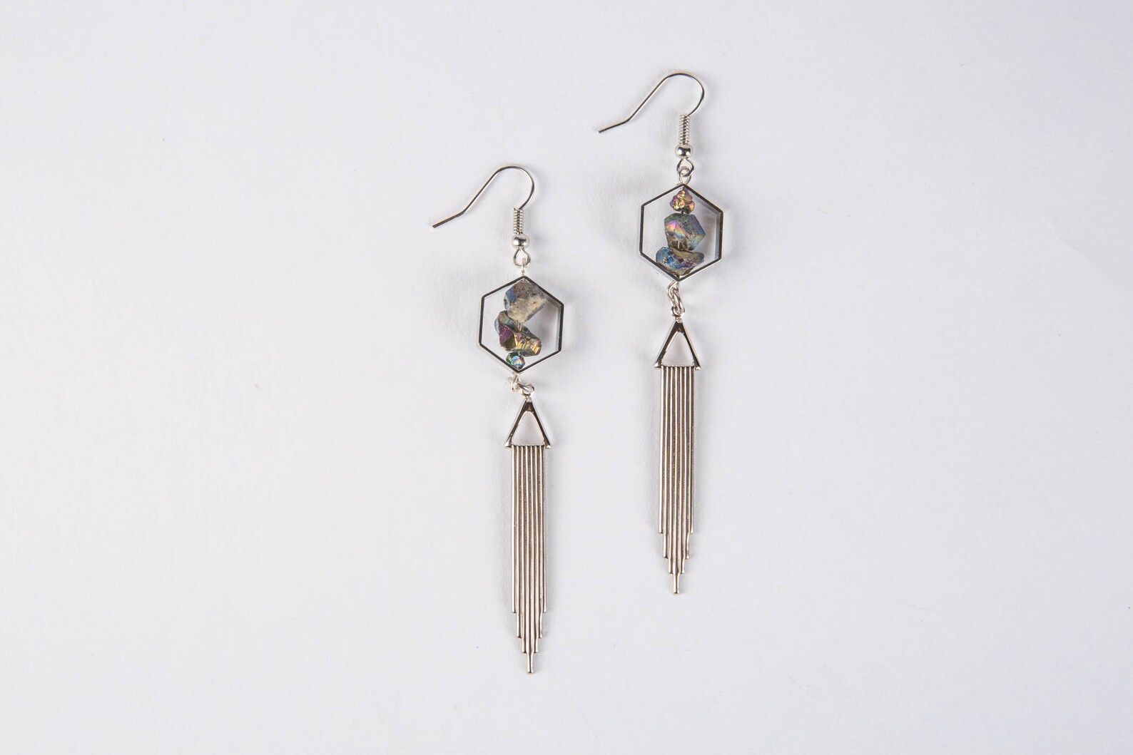 Mystic Quartz Geometric Earrings, Geometric Jewelry, Dangle Earrings ...