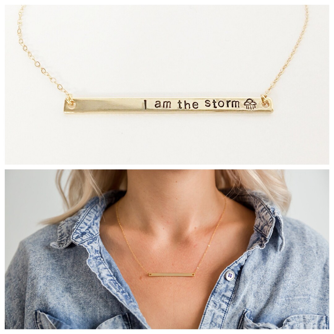I AM THE STORM Bar Necklace // Gold or Silver Necklace // Feminism ...