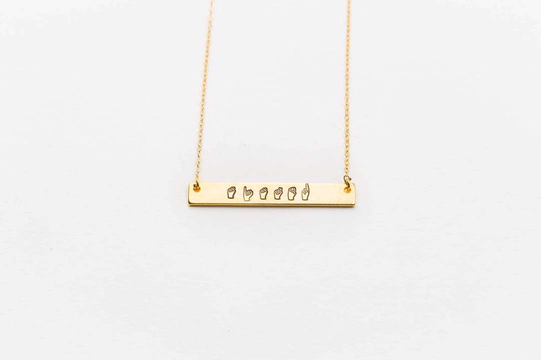 Custom Name Necklace in Sign Language Bar, Donation Necklace, ASL Name ...