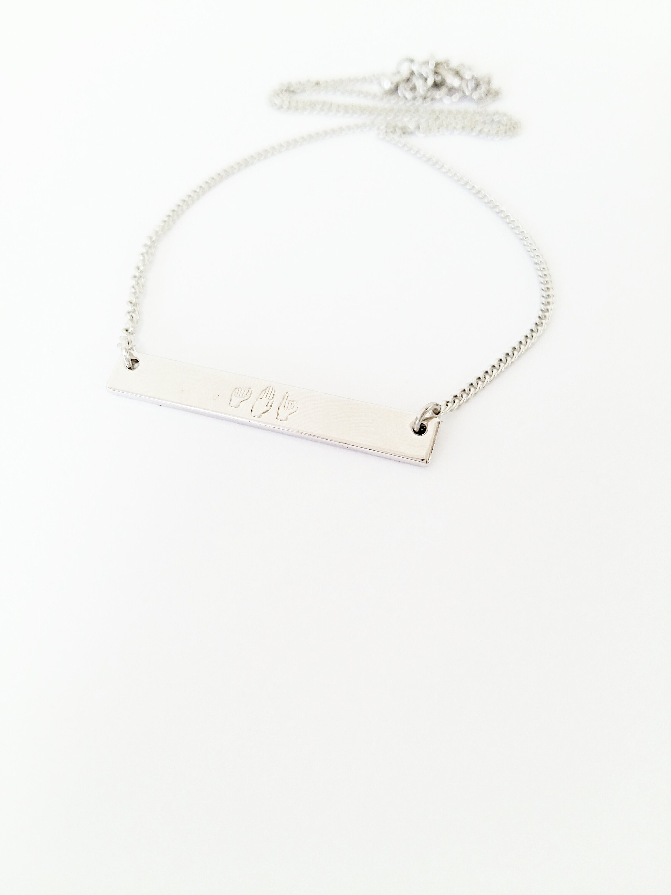 Custom Name Necklace in Sign Language Bar Donation Necklace | Etsy