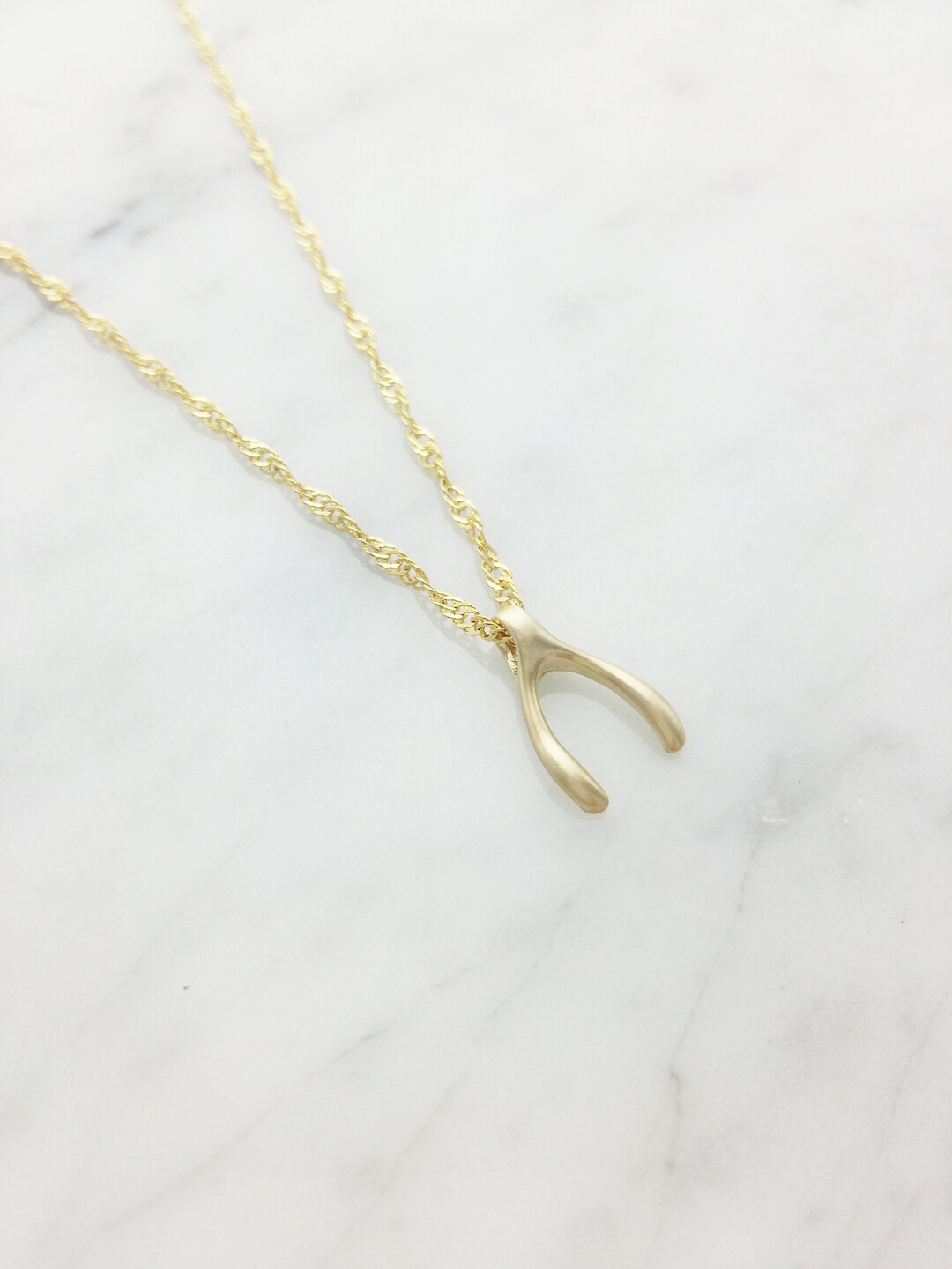 Wishbone Necklace, 14kt Gold Wishbone, Luck, Fortune/success ...