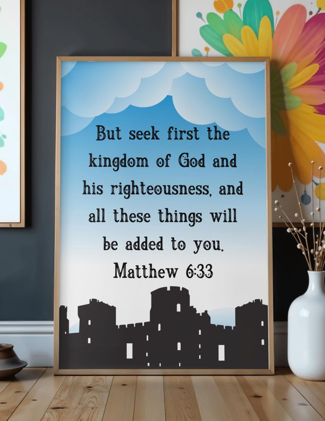 Matthew 6:33 Jesus Inspiration Poster | Biblical Inspiration Indoor and ...